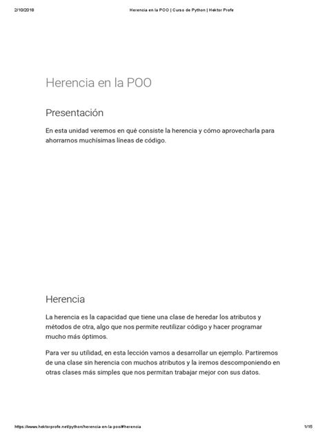 Herencia En La Poo Curso De Python Hektor Profe Pdf Herencia Programación Orientada A