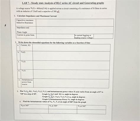 Lab 7 ﻿steady State Analysis Of Rlc Series Ac