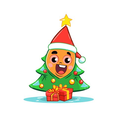 메리 클립 아트 오렌지 크리스마스 모자 만화 캐릭터 안에 선물 벡터 즐거운 클립 아트 만화 Png 일러스트 및 벡터 에 대한 무료 다운로드 Pngtree