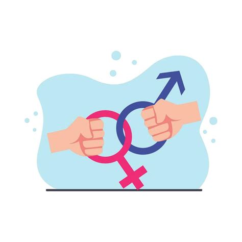 Masculino Y Hembra Manos Participación Rojo Y Azul Masculino Género