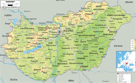 Physical Map Of Hungary Ezilon Maps