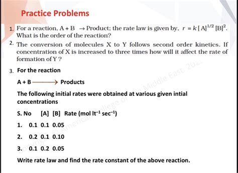 Solved Practice Problemsfor A Reaction Ab→ ﻿product The