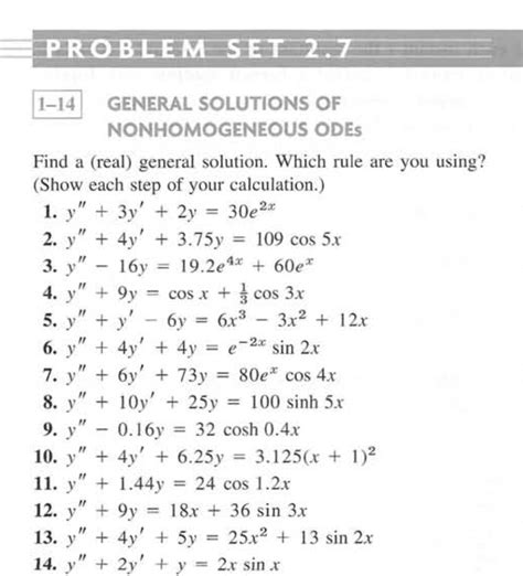 Solved 1 14 General Solutions Of Nonhomogeneous Odes Find A