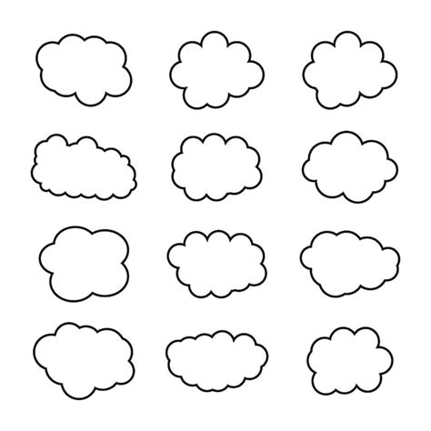 Premium Vector Black Cloud Stroke Or Outline Shape Drawing