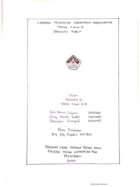 Laporan Distilasi Batch Kelompok 6 T Kimia S1b Pdf