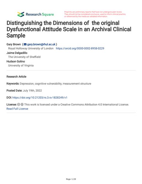 Pdf Distinguishing The Dimensions Of The Original Dysfunctional