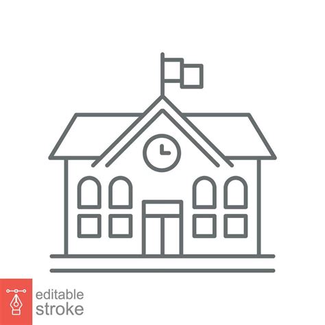 School Building Icon Simple Outline Style Campus College University Schoolhouse Education