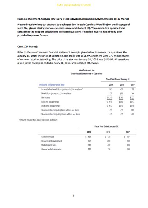 RMIT Classification Trusted Financial Statement Chegg