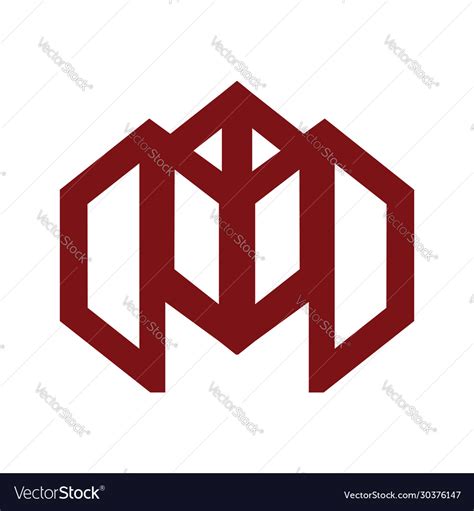 M Mo Initials Geometric Line Art Logo And Icon Vector Image