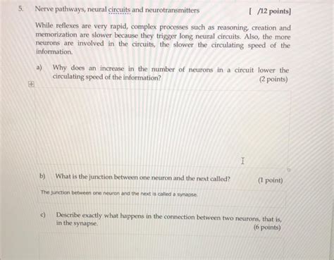 Solved Nerve Pathways Neural Circuits And Neurotransmitters