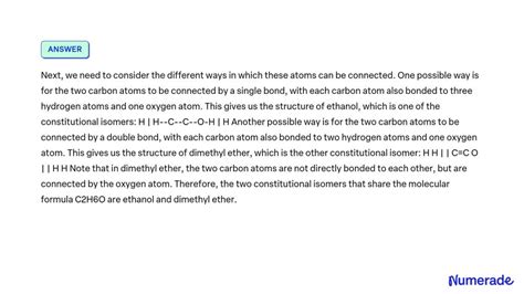 Solved Draw Two Constitutional Isomers That Share The Molecular Formula C2h6o Your Structures