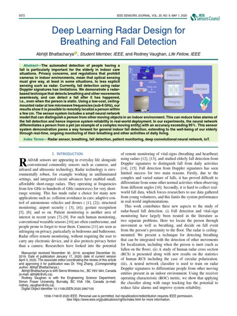 Deeplearningradardesignforbreathingandfalldetection Pdf Radar Polarization Waves