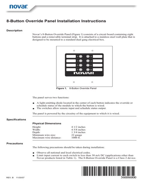 Novar Button Override Panel Installation Guide