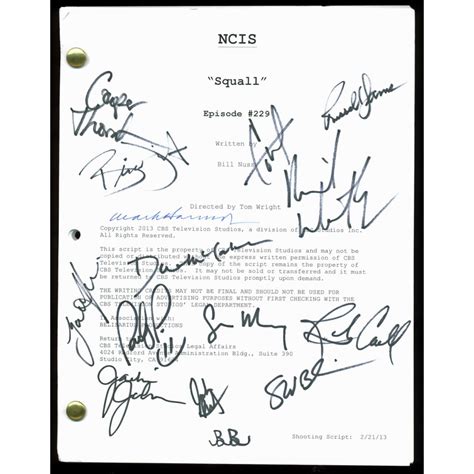 Ncis Squall Episode Script Cast Signed By 15 With Mark Harmon