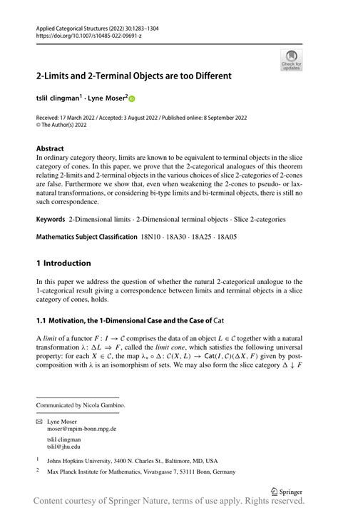 PDF 2 Limits And 2 Terminal Objects Are Too Different