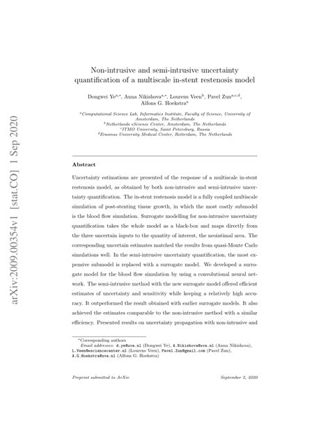 PDF Non Intrusive And Semi Intrusive Uncertainty Quantification Of A Multiscale In Stent