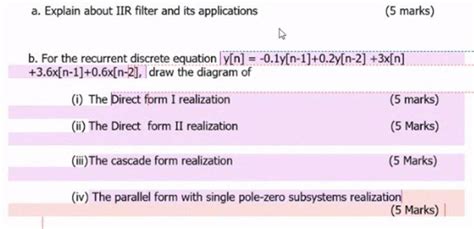 Solved A Explain About IIR Filter And Its Applications Chegg