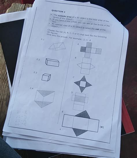 question 2 the outside area of a 3d object is the gauthmath