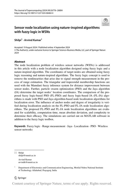 Sensor Node Localization Using Nature Inspired Algorithms With Fuzzy