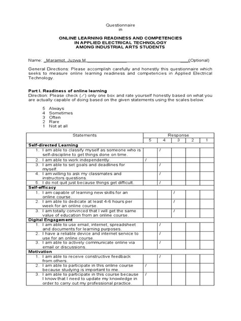 Thesis Questionnaire Pdf Educational Technology Electrical Wiring