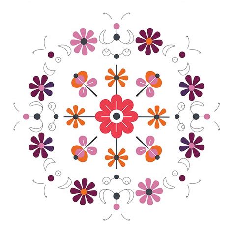 A Symmetrical Ornate Design Composed Of Various Floral Motifs Premium Ai Generated Vector