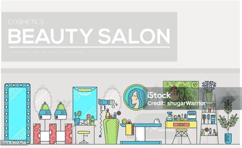 미용및 미용 디자인의 구색과 뷰티 살롱 뷰티 살롱 벡터 일러스트 개념의 플랫 장비 가꿔주기에 대한 스톡 벡터 아트 및 기타