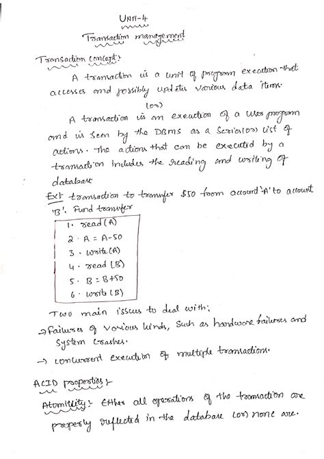 Dbms Unit 4 Notes Database Management Systems Electronic