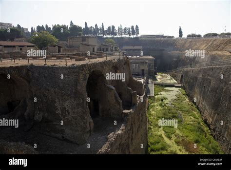 Ancient Roman Boat Shed Arches Herculaneum Italy 18 September 2011