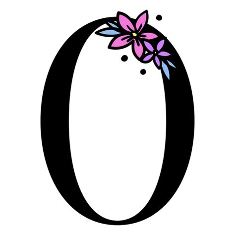 Diseño Png Y Svg De Flores Moradas En El Número 0 Para Camisetas