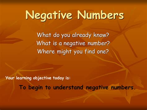 Negative Numbers Powerpoint By Msb1985 Teaching Resources Tes