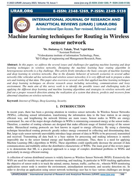 PDF Machine Learning Techniques For Routing In Wireless Sensor Network