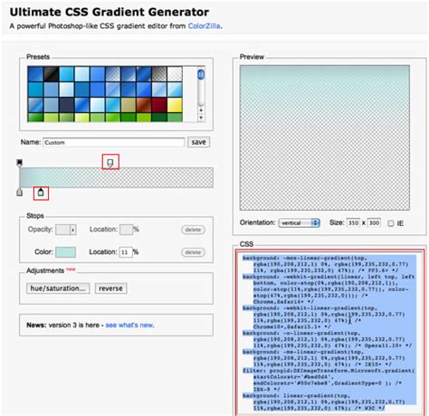 background gradients with css3