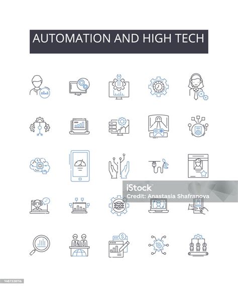 자동화 및 하이테크 라인 아이콘 컬렉션입니다 기어 박스 드라이브 트레인 클러치 변속 트랜스퍼 스프로킷 차동 벡터 및 선형 그림 변속기 파워트레인 토크 개요 표지판 세트