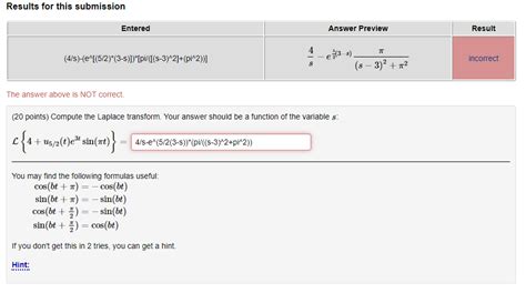 Solved Results For This Submission The Answer Above Is NOT Chegg Com