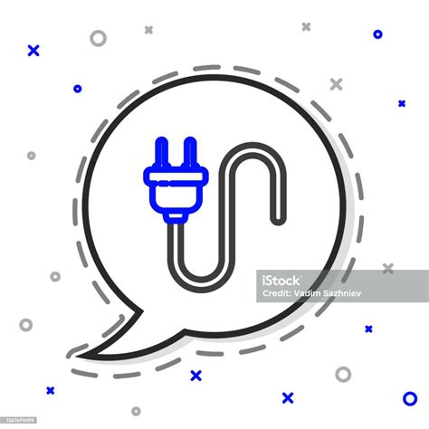 흰색 배경에 격리 된 라인 전기 플러그 아이콘 전기의 연결 및 단절의 개념 다채로운 개요 개념 벡터 일러스트레이션 개념에 대한 스톡 벡터 아트 및 기타 이미지 Istock