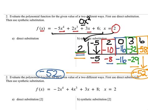 Direct Substitution Vs Synthetic Substitution Math Showme