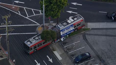 Video Shows Muni Bus Over Sidewalk Following Crash In Daly City Police