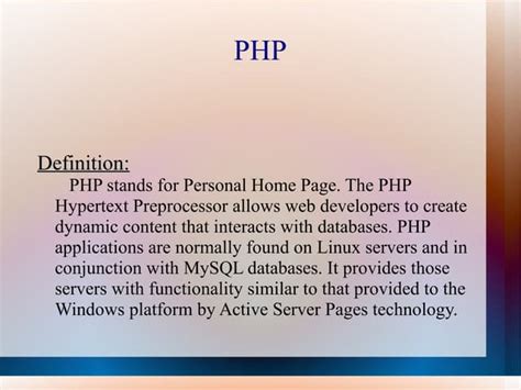 Php Ppt Web Development Internet