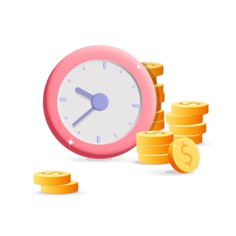 Premium Vector 3d Vector Cartoon Render Alarm Clock Timer With Stack Of Coins Time Is Money