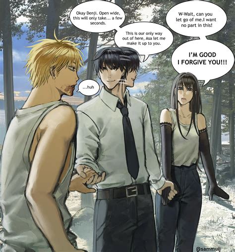 Denji Mitaka Asa And Yoshida Hirofumi Chainsaw Man Drawn By Sammuij Danbooru