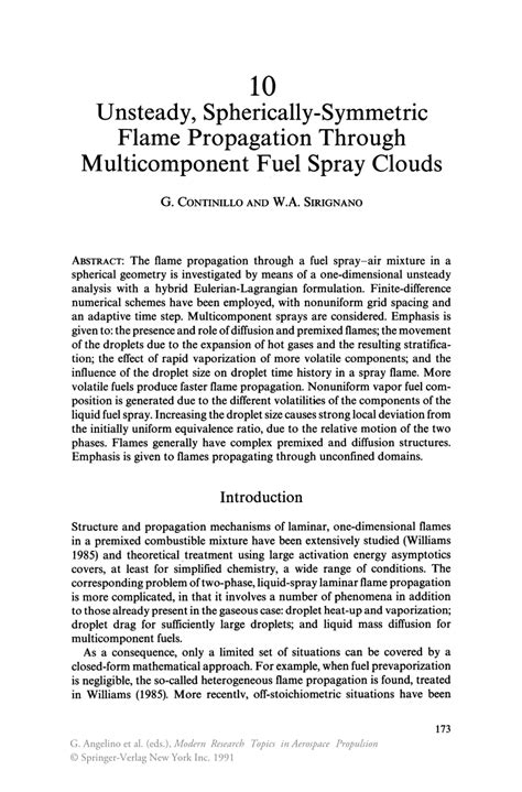 Pdf Unsteady Spherically Symmetric Flame Propagation Through Multicomponent Fuel Spray Clouds