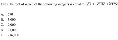 The Cube Root Of Which Of The Following Integers Is Equal To A B