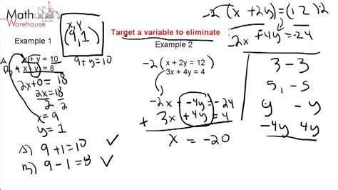 Elimination Method For Solving Systems Of Linear Equations YouTube