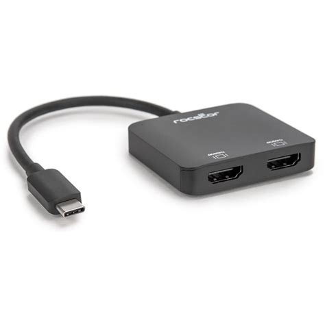 Rocstor USB C To Dual HDMI Adapter Splitter Black Y10A203 B1