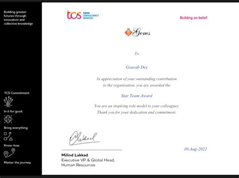 Gourab Dey On Linkedin Tataconsultancyservices Tcsgems Award