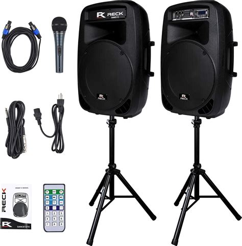 Musical Proreck Party Portable Inch Watt Way Powered Pa Speaker System Combo Set