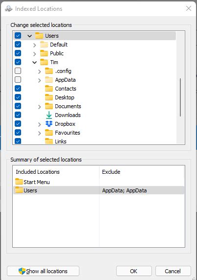 Indexed Locations Missing Folders Present On The C Drive Microsoft