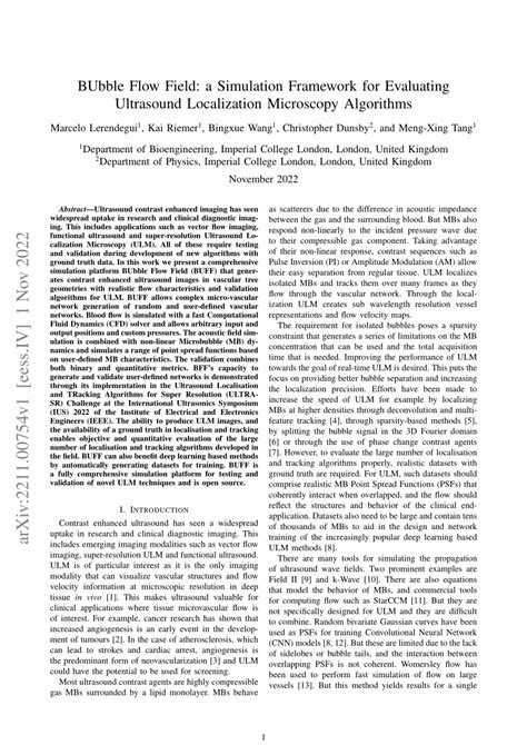 pdf bubble flow field a simulation framework for evaluating ultrasound localization