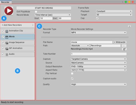 The Recorder Window Has The Following Sections