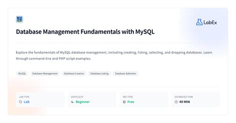 Database Management Fundamentals With Mysql Labex